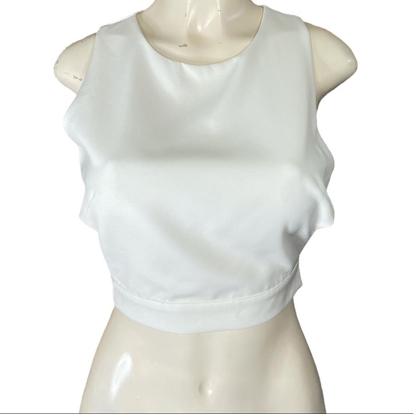 Lucy Paris | Tops | Lucy Paris White Sleeveless Crop Top Zip Back Tie ...